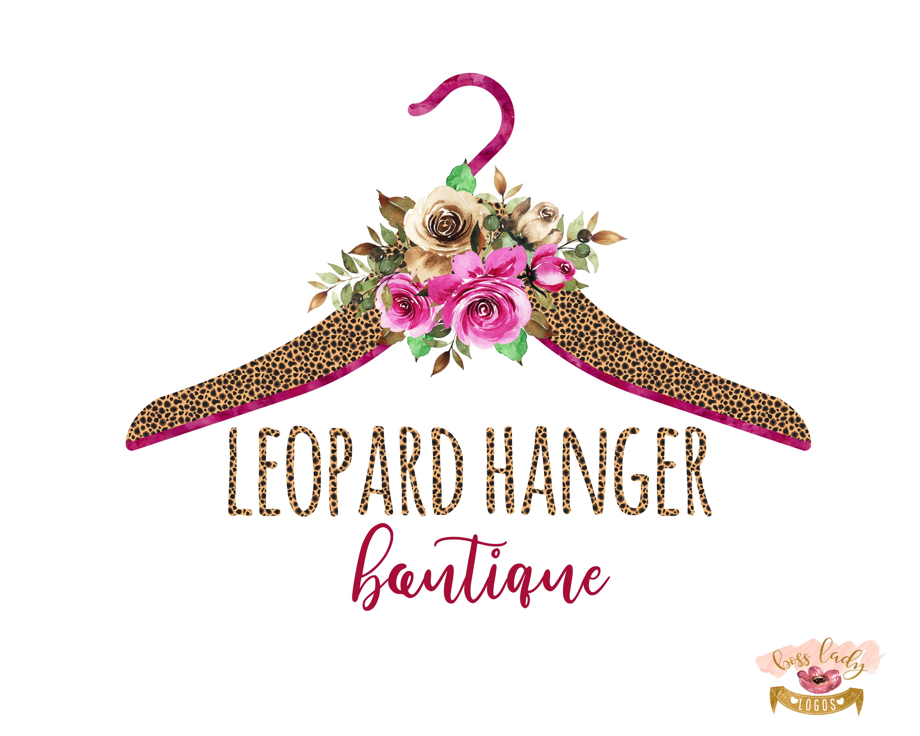 Leopard Print Logo Hanger Logo Clothing Logo Boutique Logo | Etsy