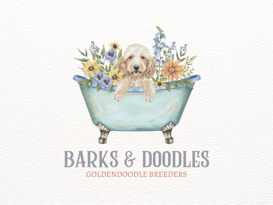 Custom Dog Logo, Goldendoodle, Vintage Pet Logo, Dog Groomer Logo ...