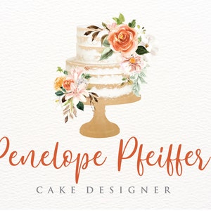 Bakery Logo, Layer Cake Logo, Wedding Cake Logo, Floral Cake Logo ...