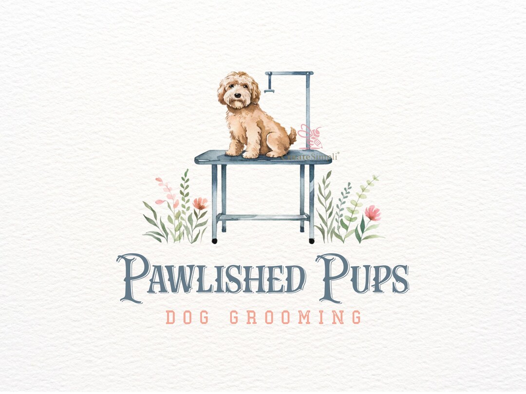 Custom Dog Logo, Labradoodle Puppy, Grooming Table, Pet Salon Logo, Pet ...