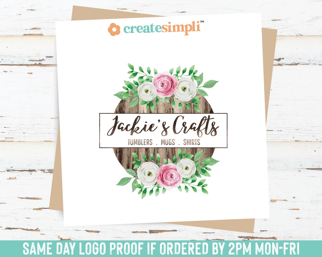 Rustic Wood Logo Craft Business Logo Tumbler Logo Floral - Etsy