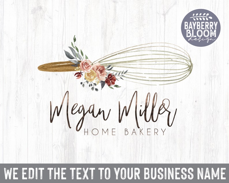 Whisk Logo Bakery Logo Design Rustic Baking Logo Watercolor - Etsy