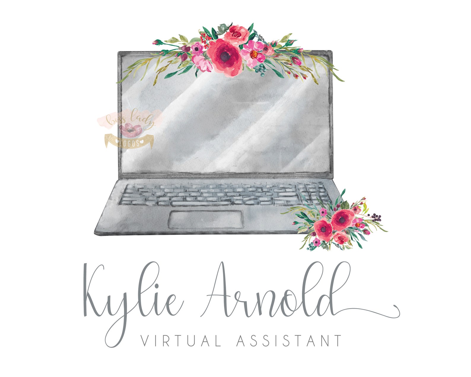 Computer Logo Design Watercolor Laptop Logo Virtual | Etsy