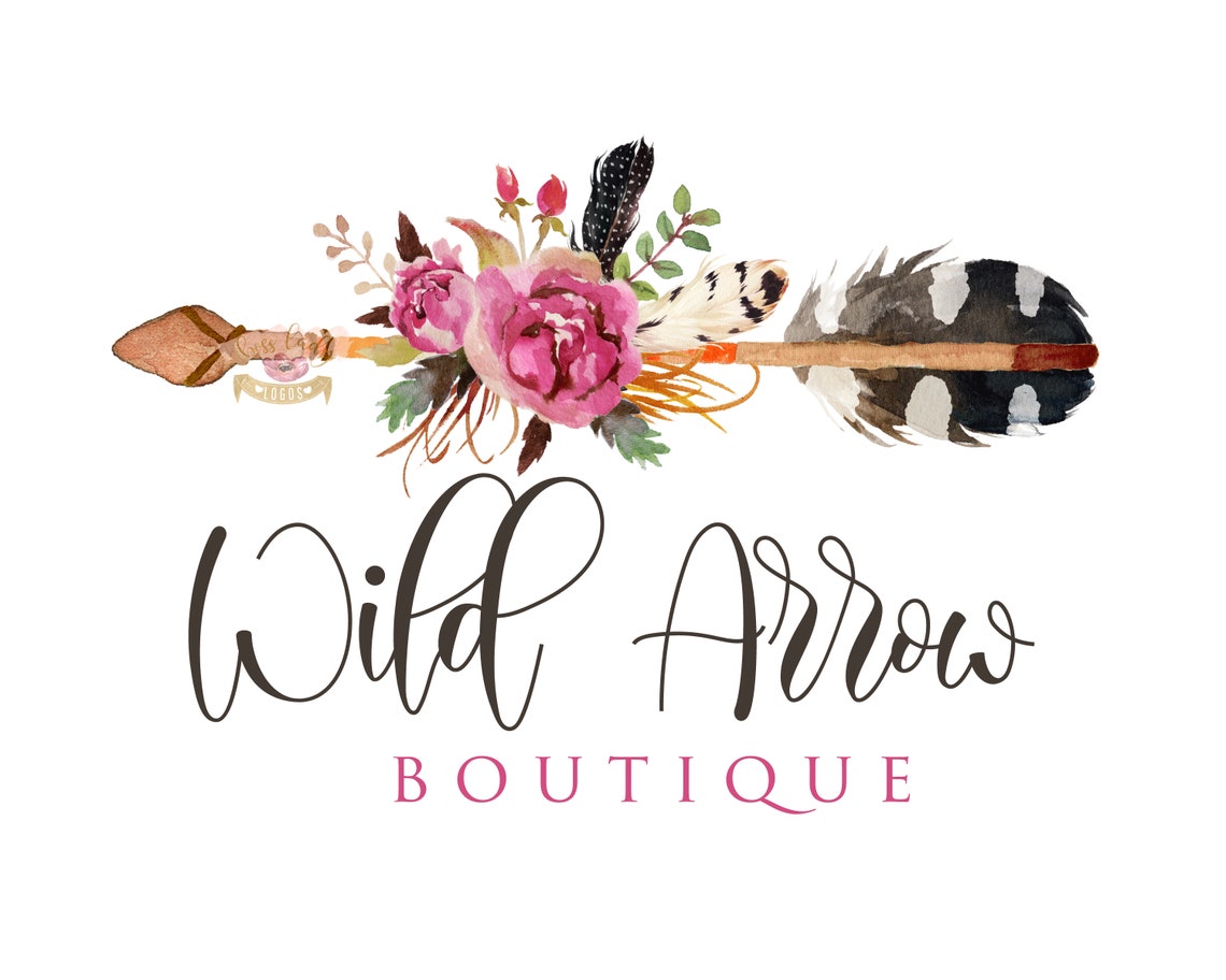 Arrow Logo Boho Logo Feather Logo Bohemian Feathers - Etsy