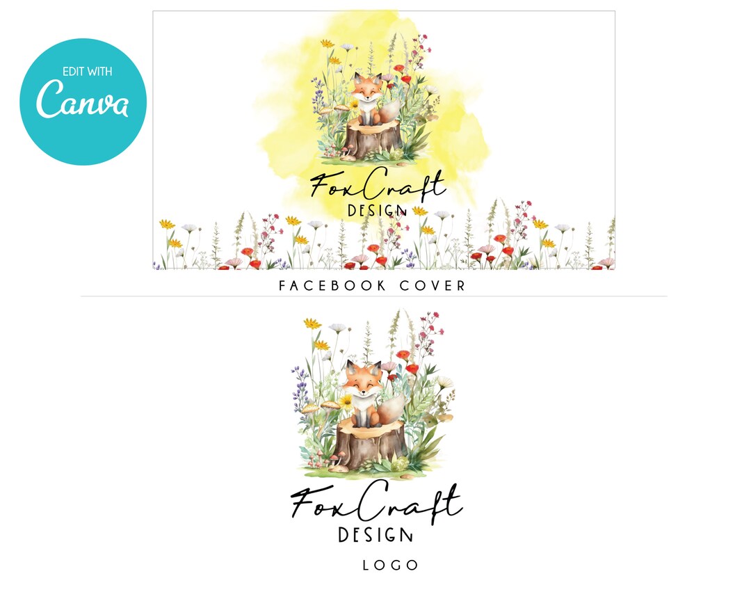 Canva Logo Templates, Baby Fox Logo, Woodland Animal Logos, Mushroom ...