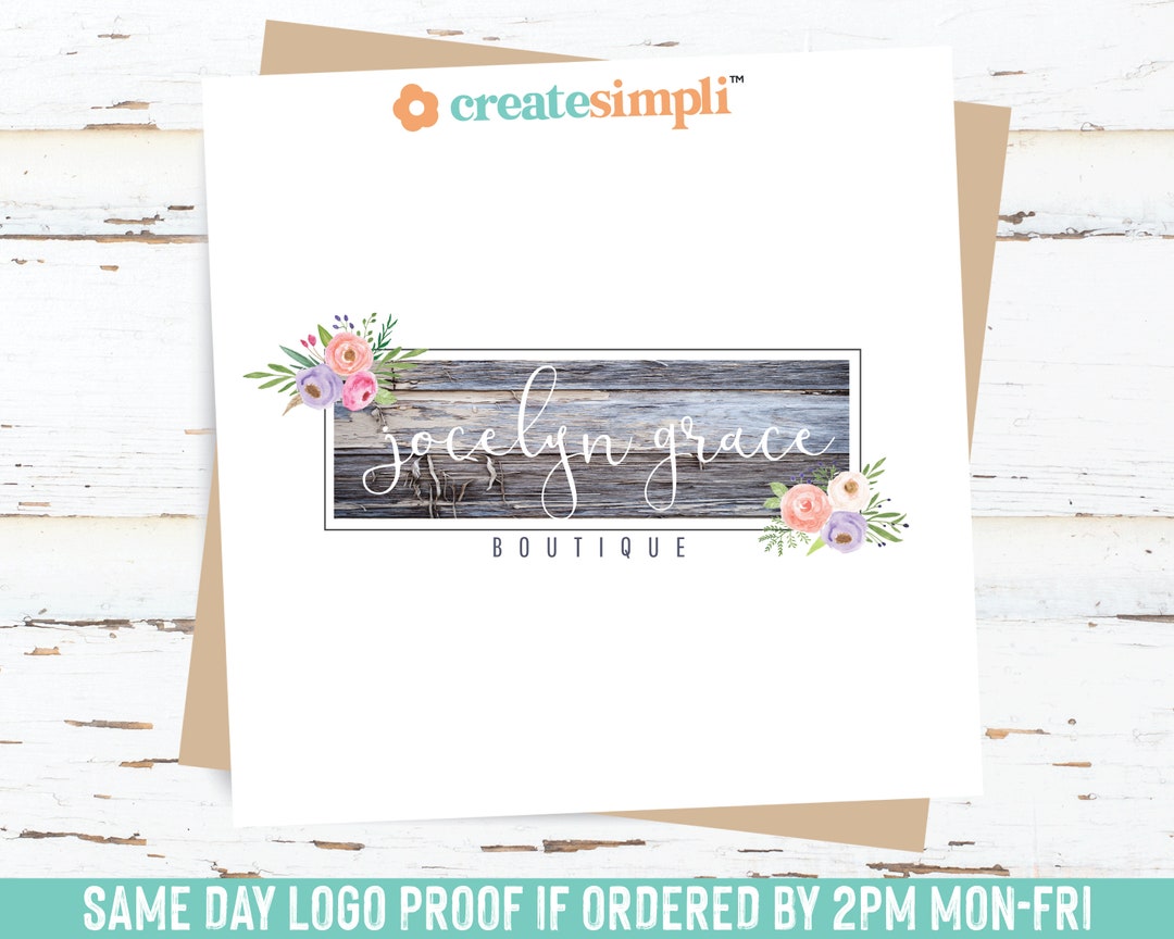 Wood Frame Logo Rustic Farmhouse Branding Custom Floral - Etsy