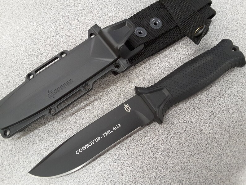 Gerber Strongarm Fixed Blade Military Knife Custom Laser Engraved ...
