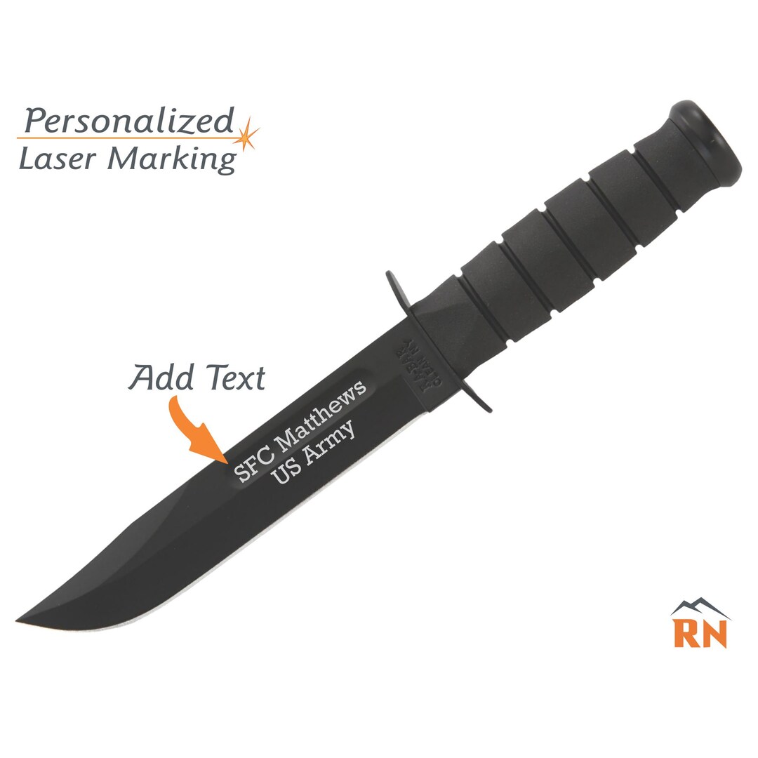Ka-bar Knife 1211 Full Size Fixed Blade Plain Edge Custom Laser ...