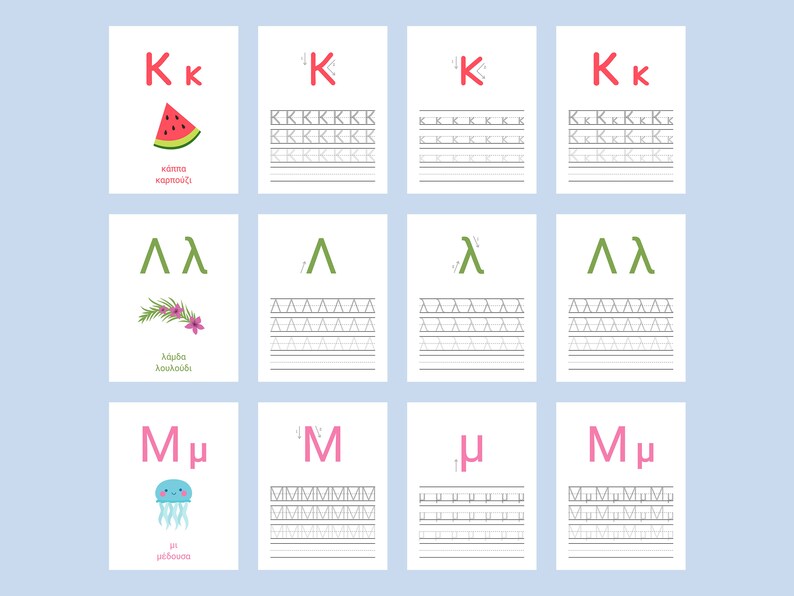 Greek Alphabet for Children Learn to Write - Etsy
