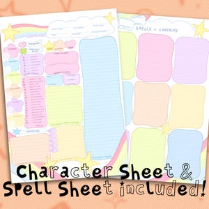 Pastel Rainbow D&D 5e Character Sheet DIGITAL Download, Kawaii Cute ...