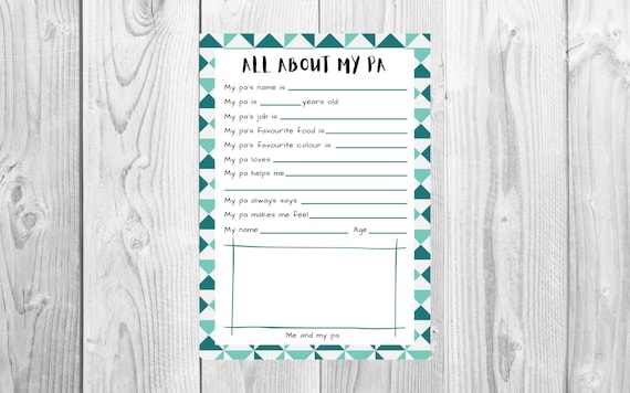 All About My Pa Printable Quiz | Etsy