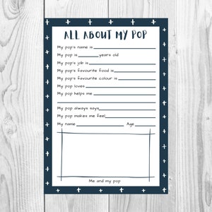 All About My Pop Printable Quiz - Navy Cross Design - Etsy UK
