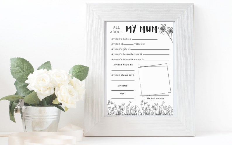 All About My Mum Printable Quiz - Colour in Flowers Design - Etsy