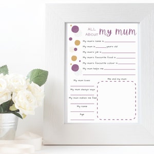All About My Mum Printable Quiz - Purple and Gold Circles Design - Etsy