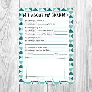Cuestionario imprimible Todo sobre mi abuelo - Etsy México