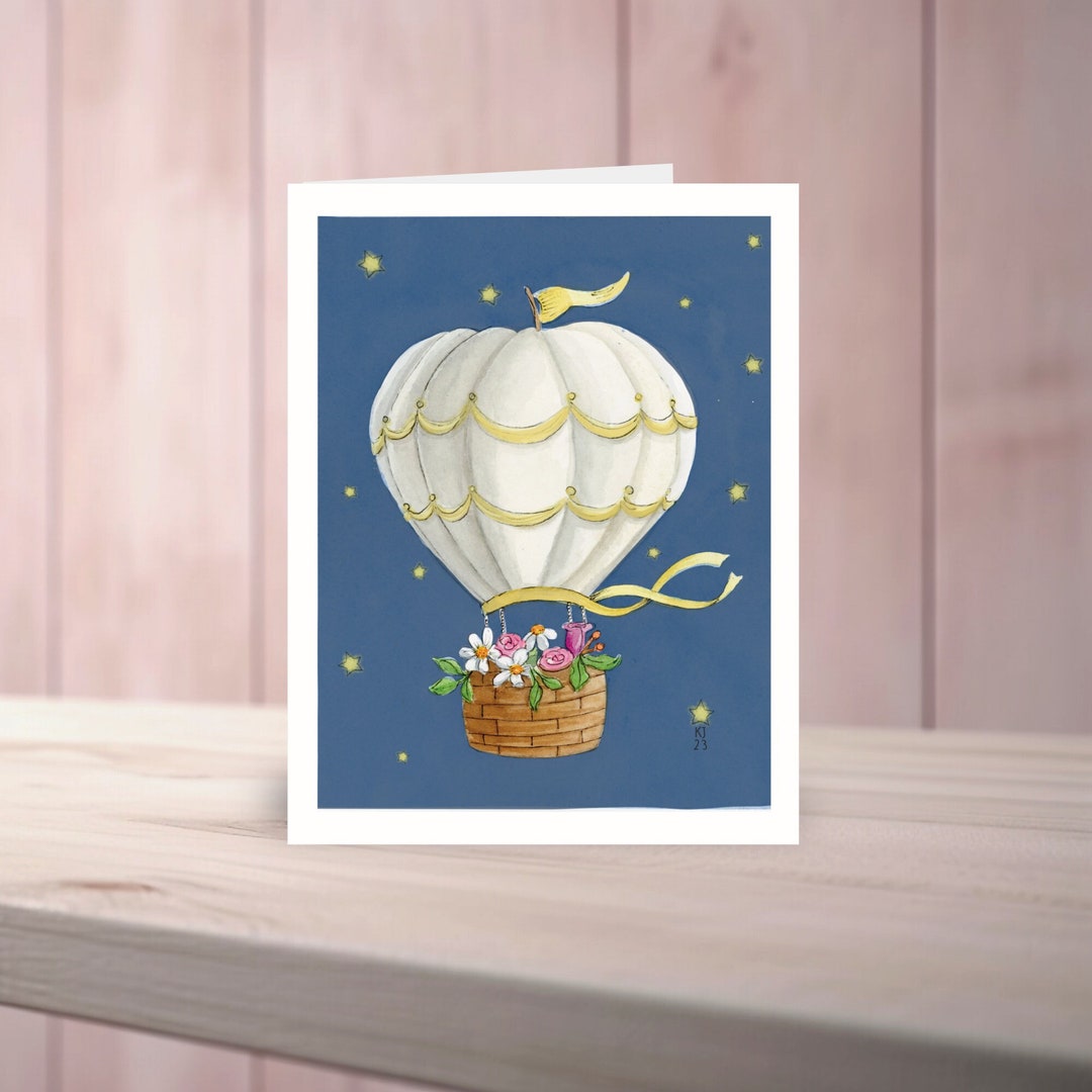 Hot Air Balloon Note Card to Welcome Baby, Thank You, Bridal Showers ...