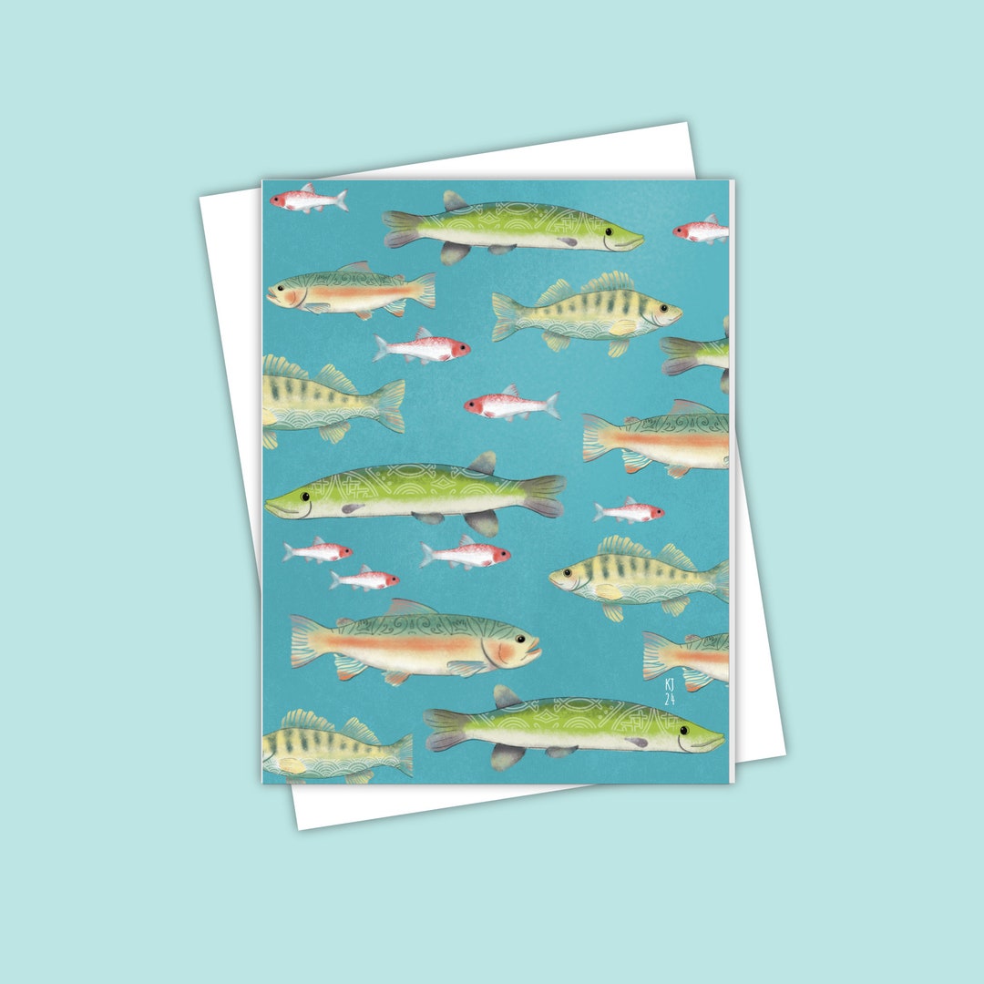 Gone Fishin Lake Fish Note Card – Perfect for Father's Day, Birthdays ...