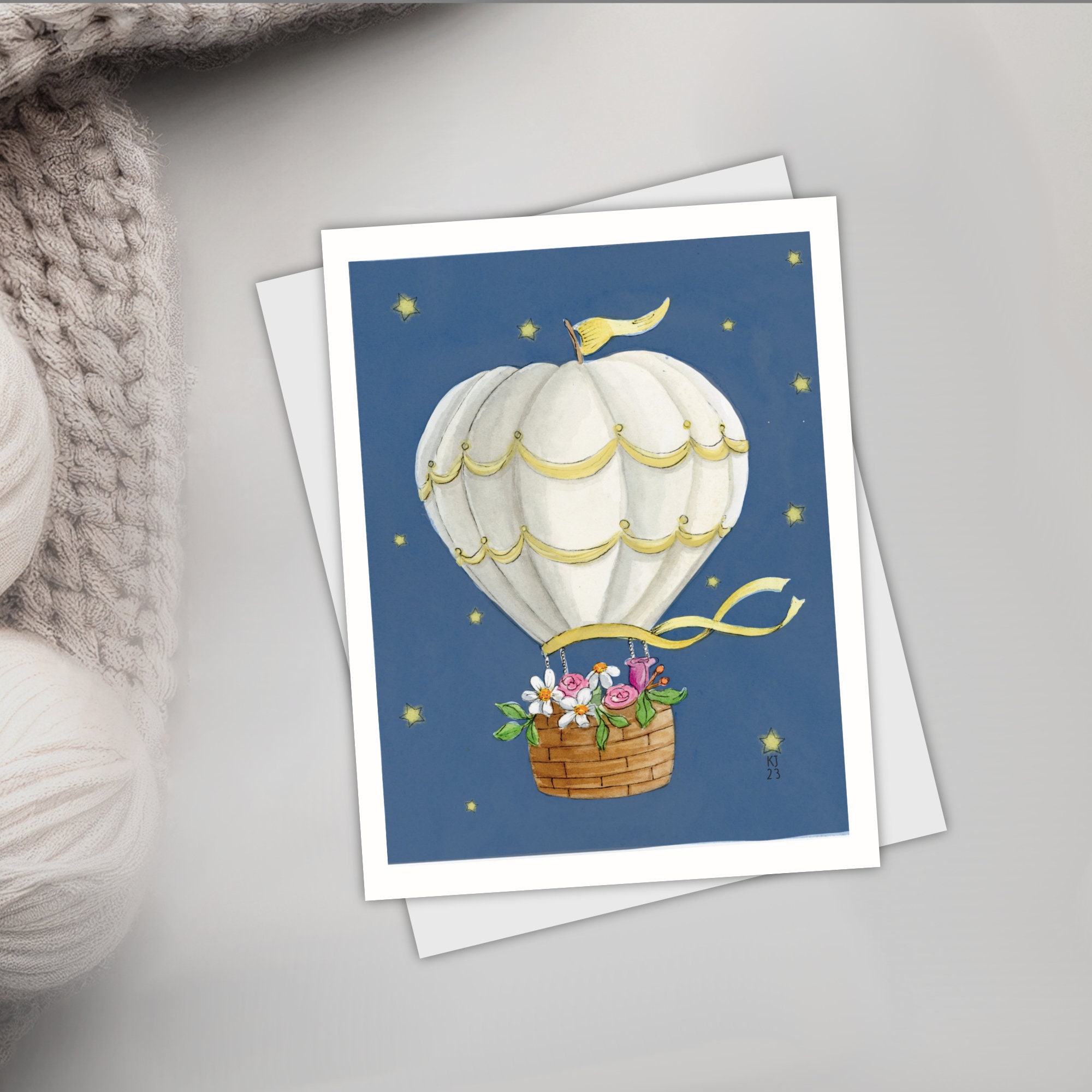 Hot Air Balloon Note Card to Welcome Baby, Thank You, Bridal Showers ...
