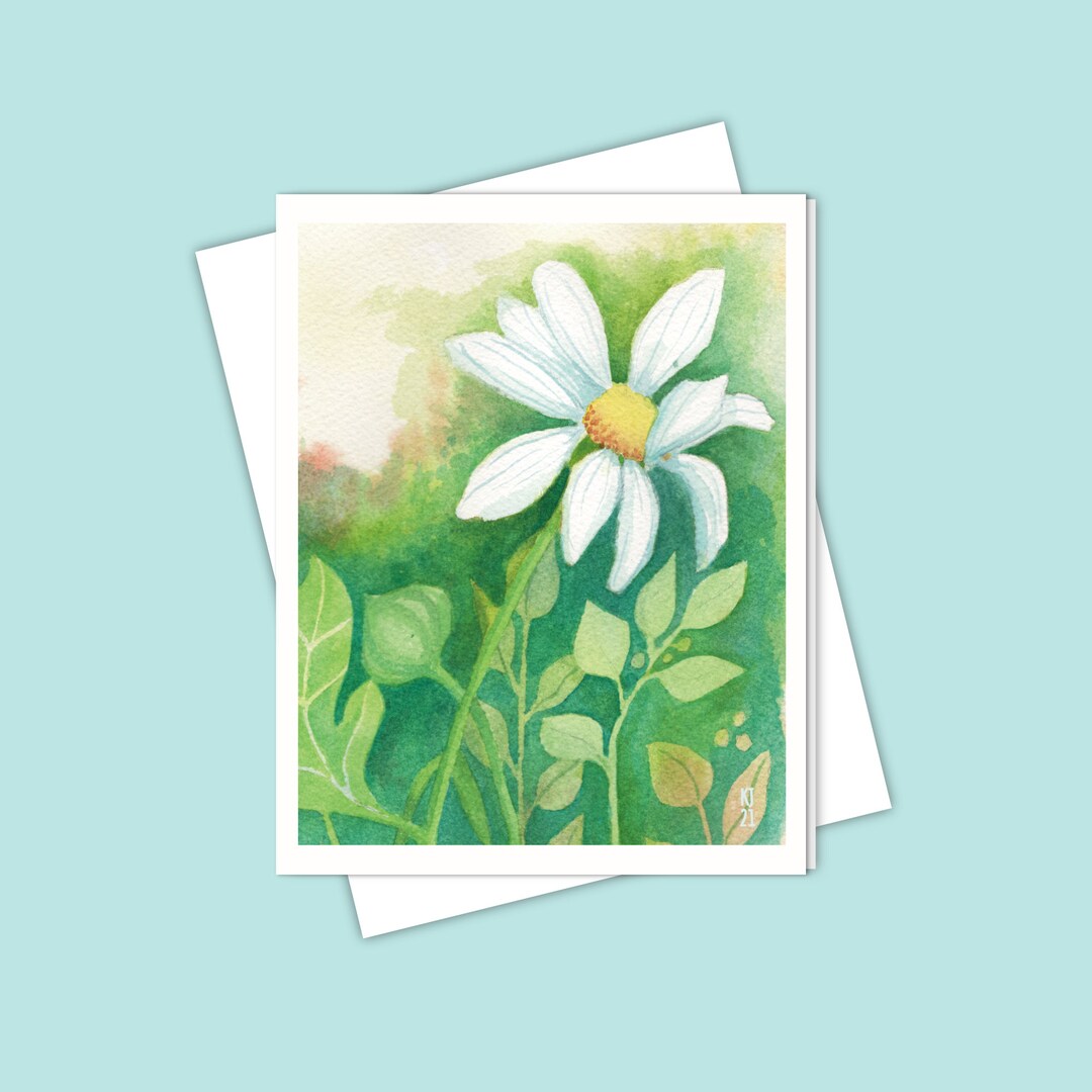 Watercolor Daisy Note Card: Blank Inside, Floral Stationery - Etsy