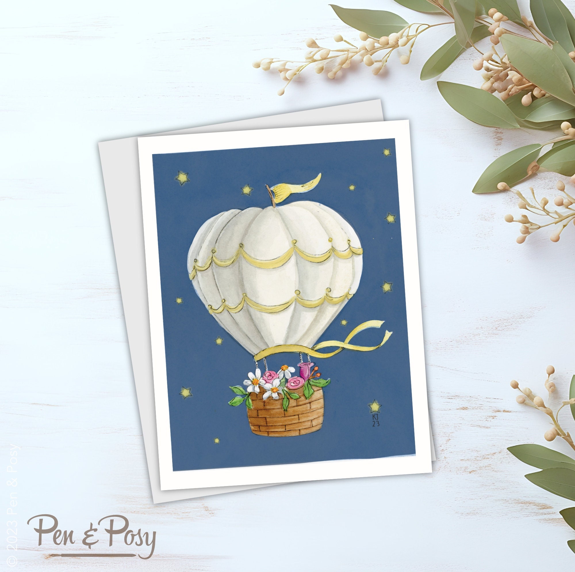 Hot Air Balloon Note Card to Welcome Baby, Thank You, Bridal Showers ...