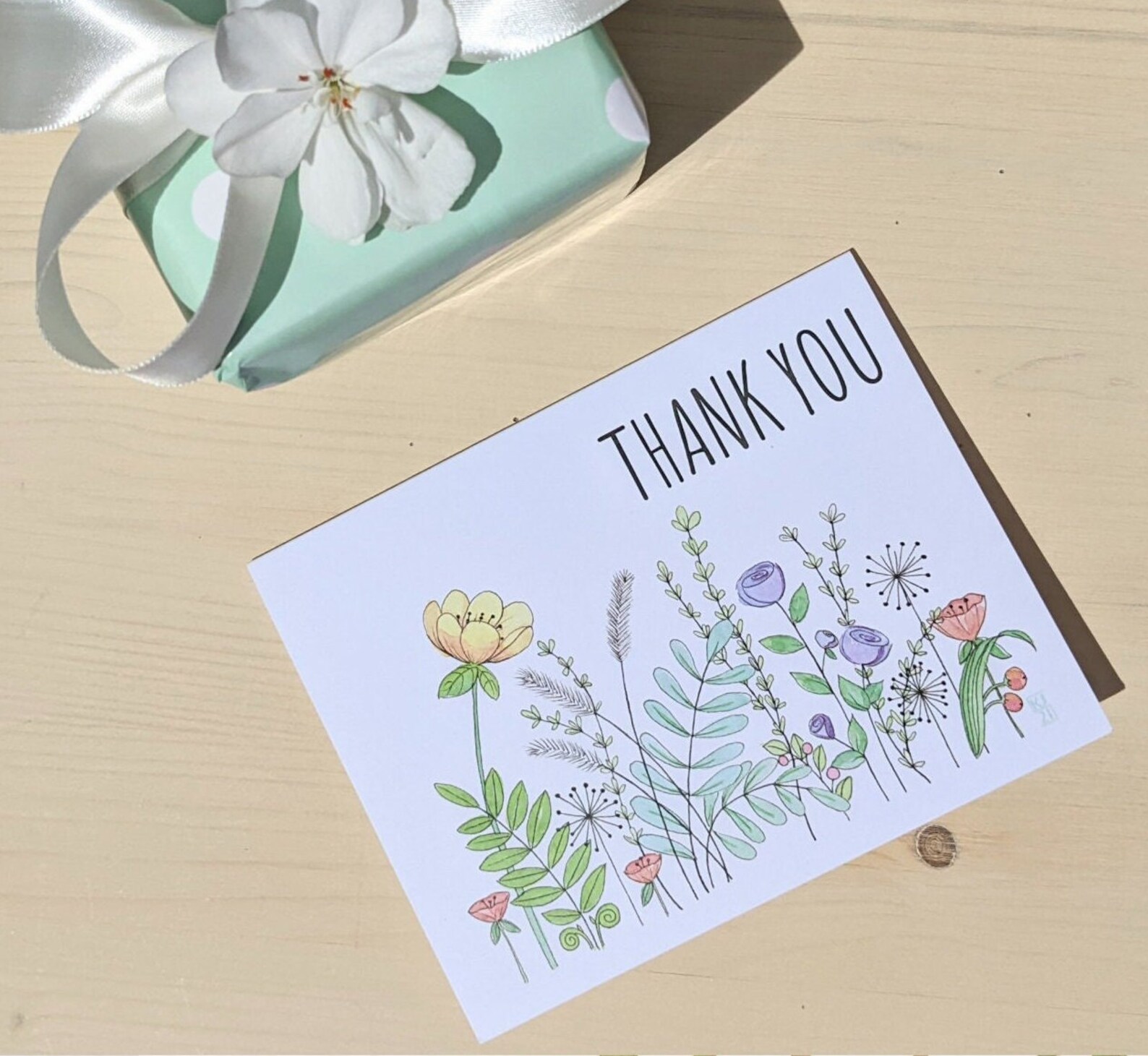 Wildflower Patch Thank You Note Card Blank Inside, Springtime Thanks - Etsy
