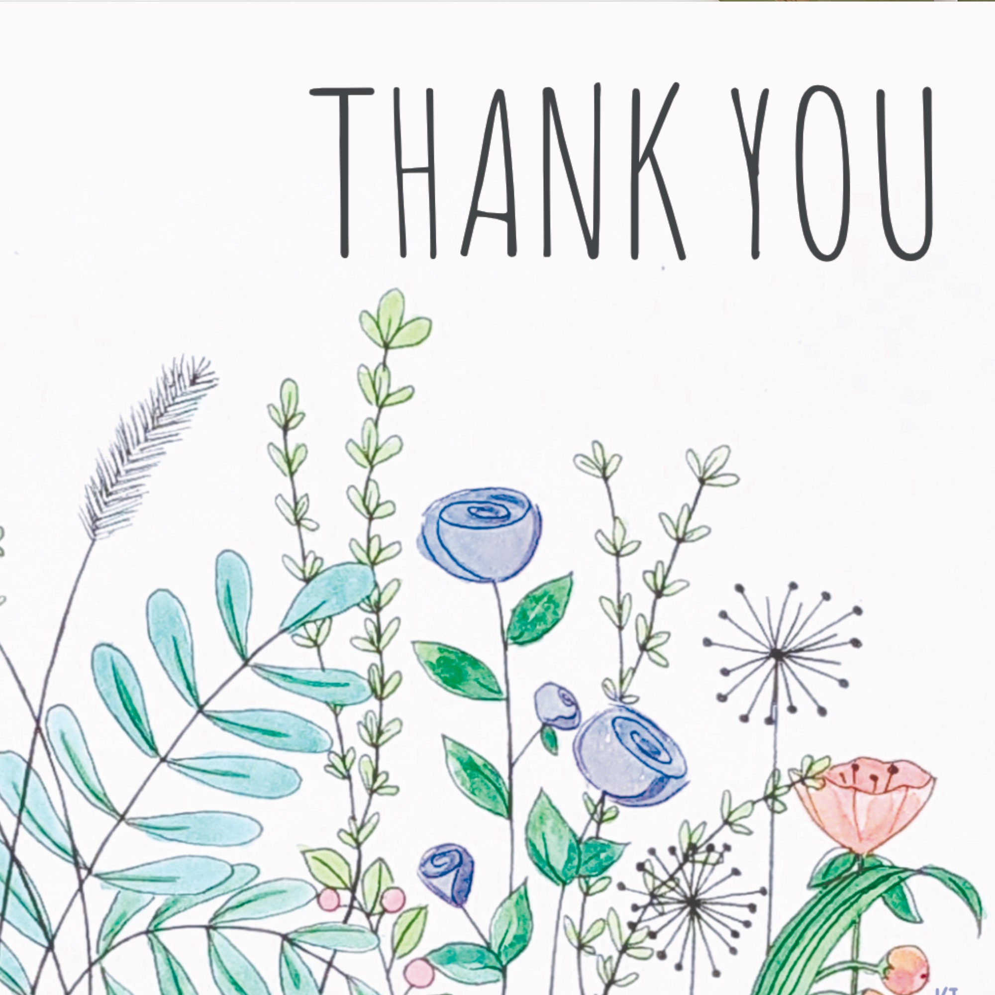 Wildflower Patch Thank You Note Card - Blank Inside, Springtime Thanks ...