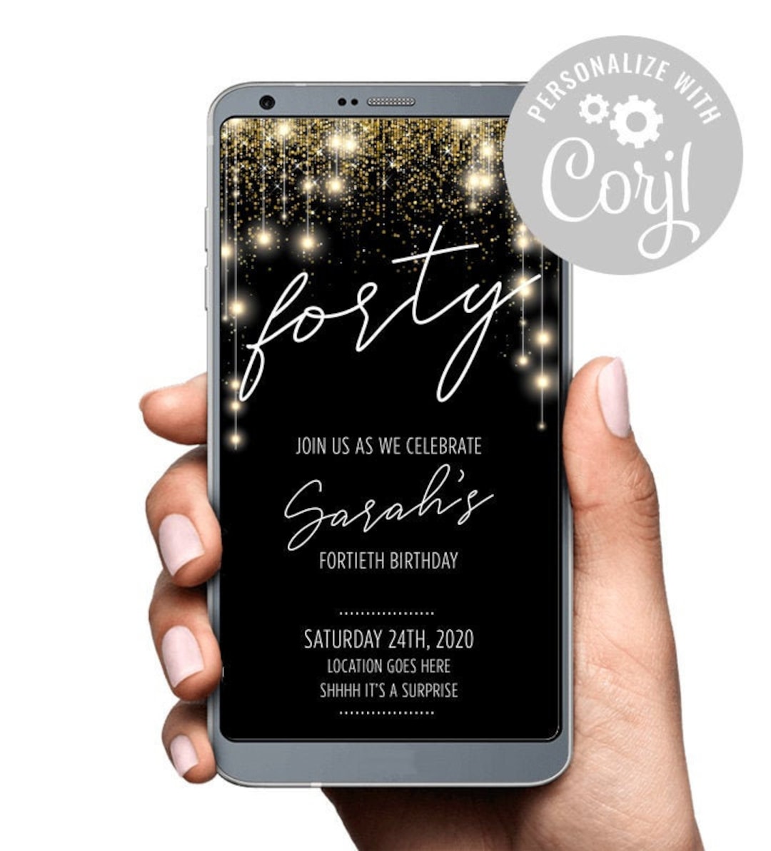 Forty 40th Fortieth Birthday Party Invitation Surprise Evite SMS ...