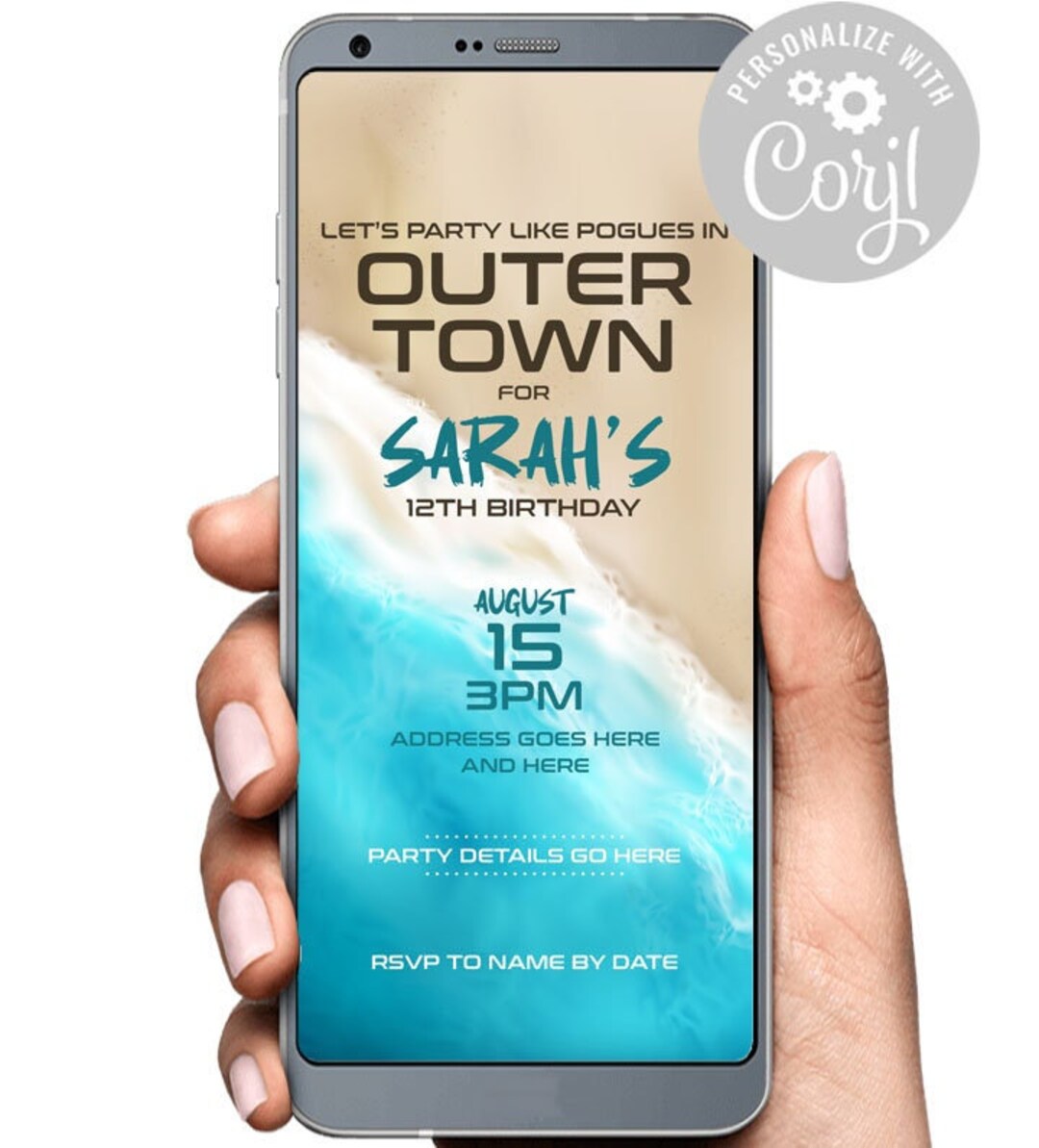 Outer Banks Inspired Digital Text SMS Invitation Evite Try - Etsy