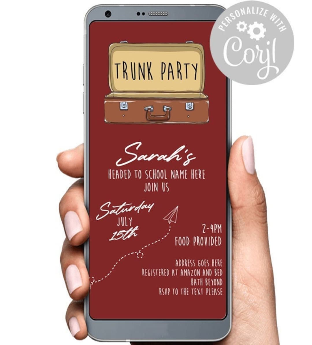 Graduation Trunk Party Going off to College Party Text Invite | Corjl ...