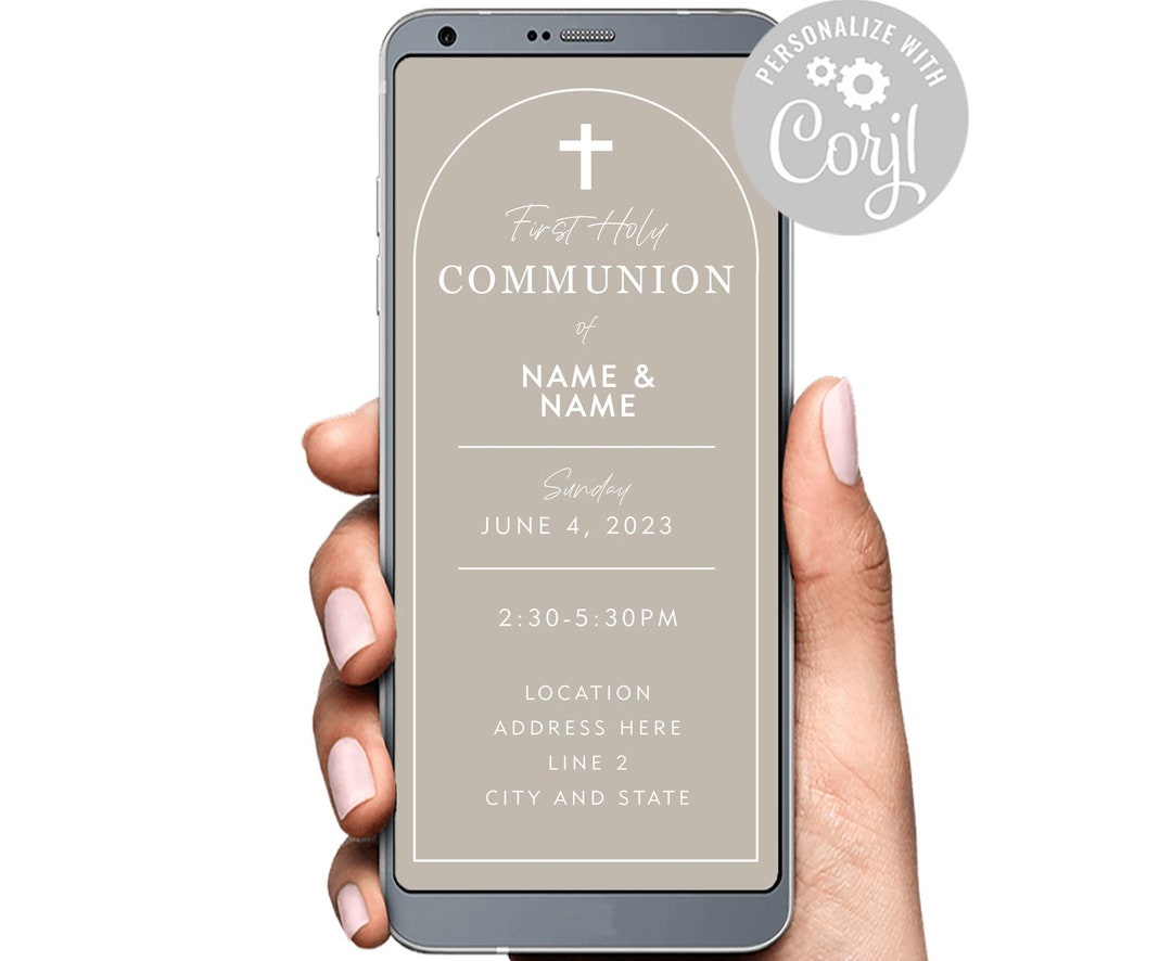 First Holy Communion Text Digital Invitation With Menu Template for ...