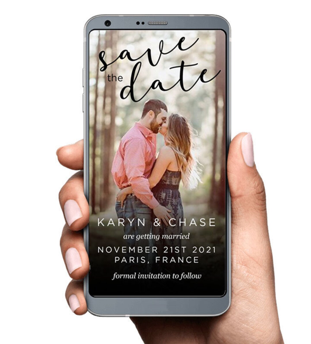 Save the Date SMS Text Message Invitation With Engagement Photo Evite ...
