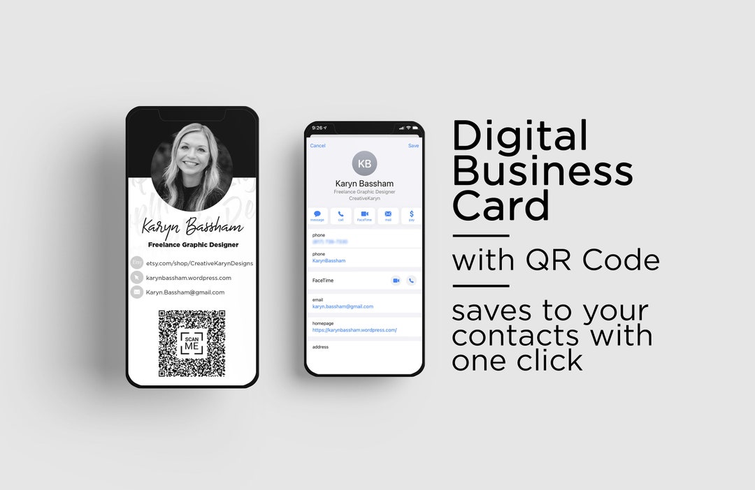 Digital Business Card With QR Code Business Card Send as a - Etsy