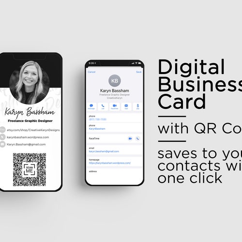 Digital Business Card With QR Code Business Card Send as a - Etsy