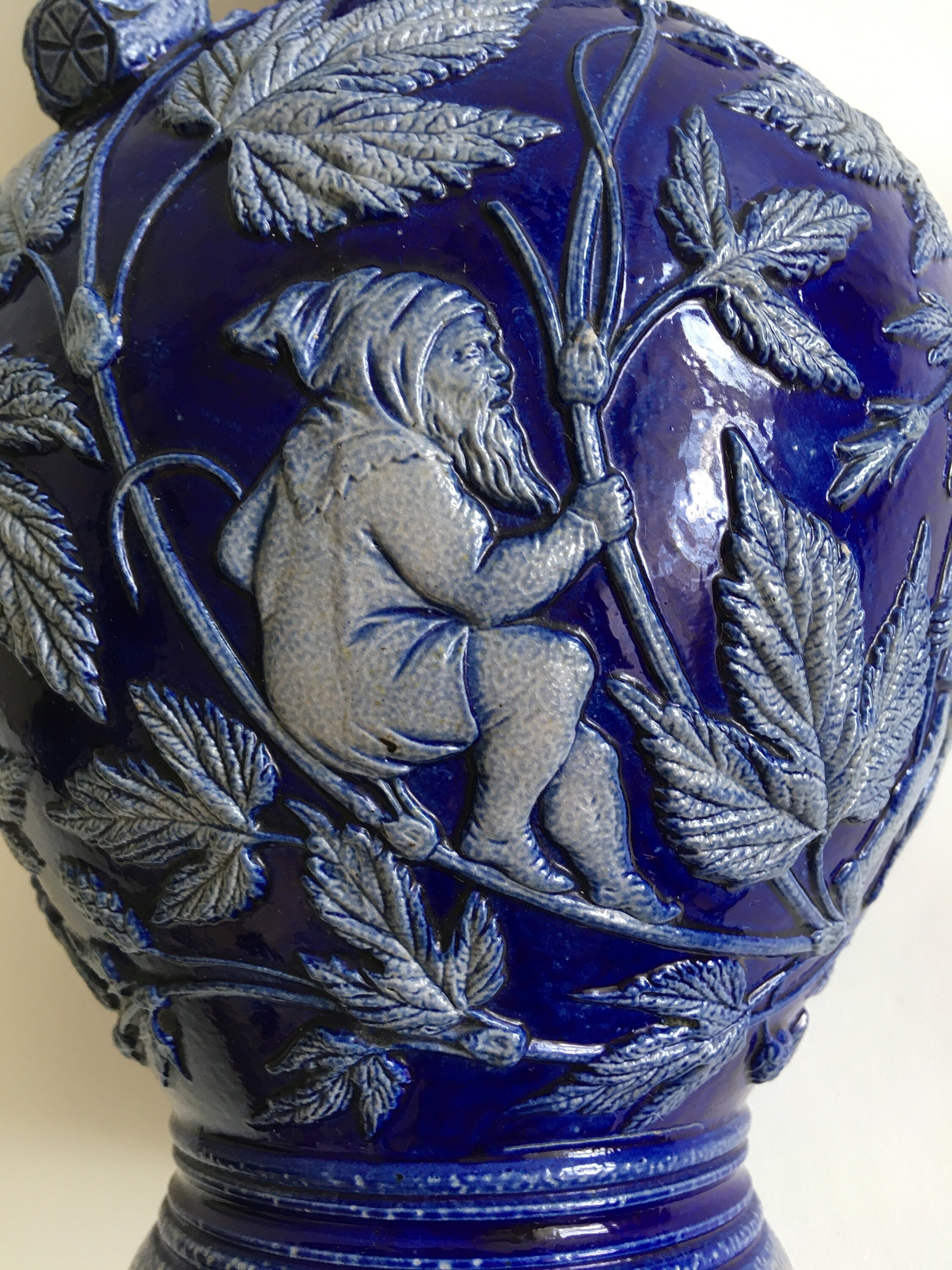 Merkelbach & Wick Stoneware Jug Salt Glazed Hand Moulded Cobalt Blue ...