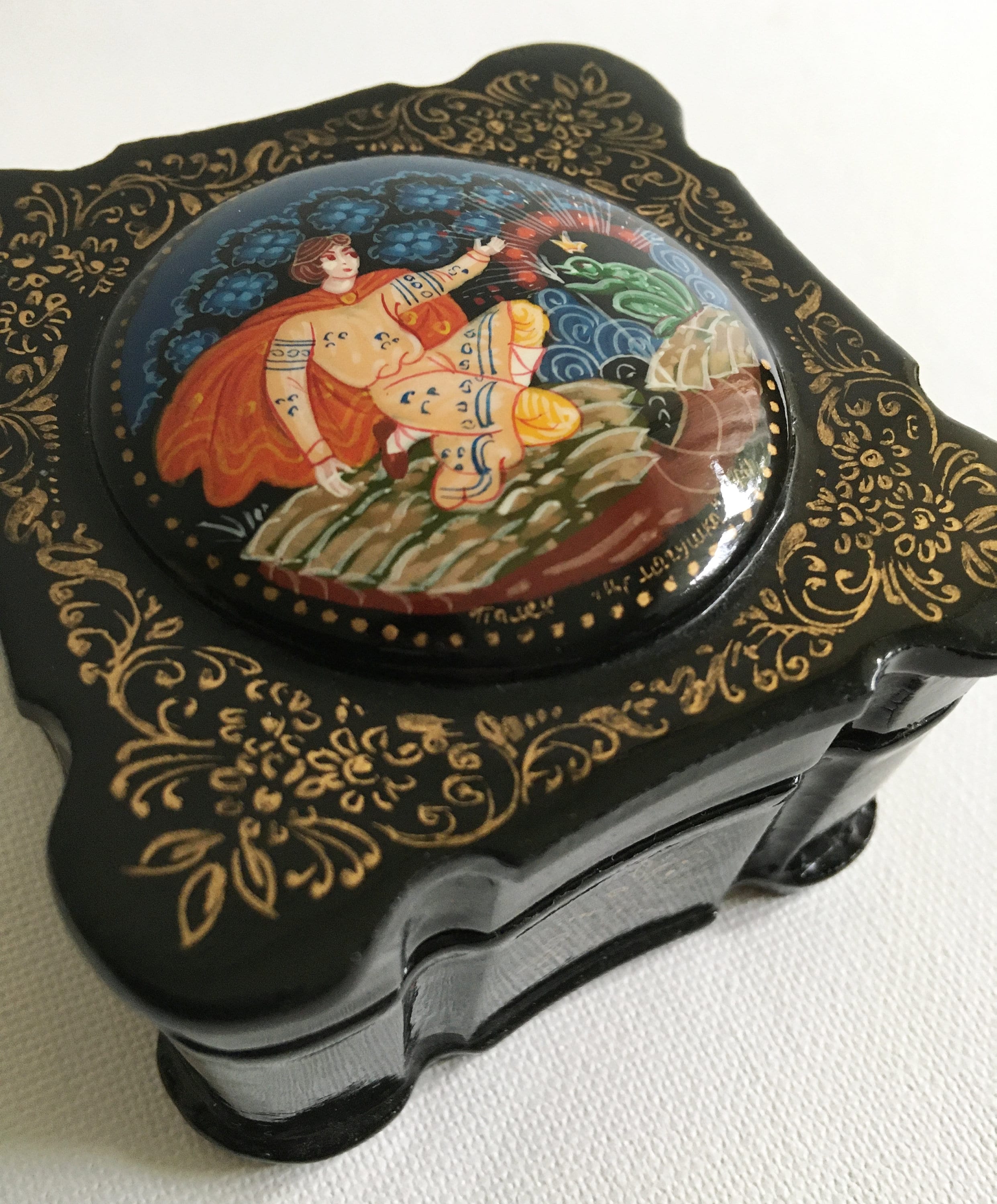 Palekh Lacquer Box Hand-painted With Tempera Miniature Painting Scene ...