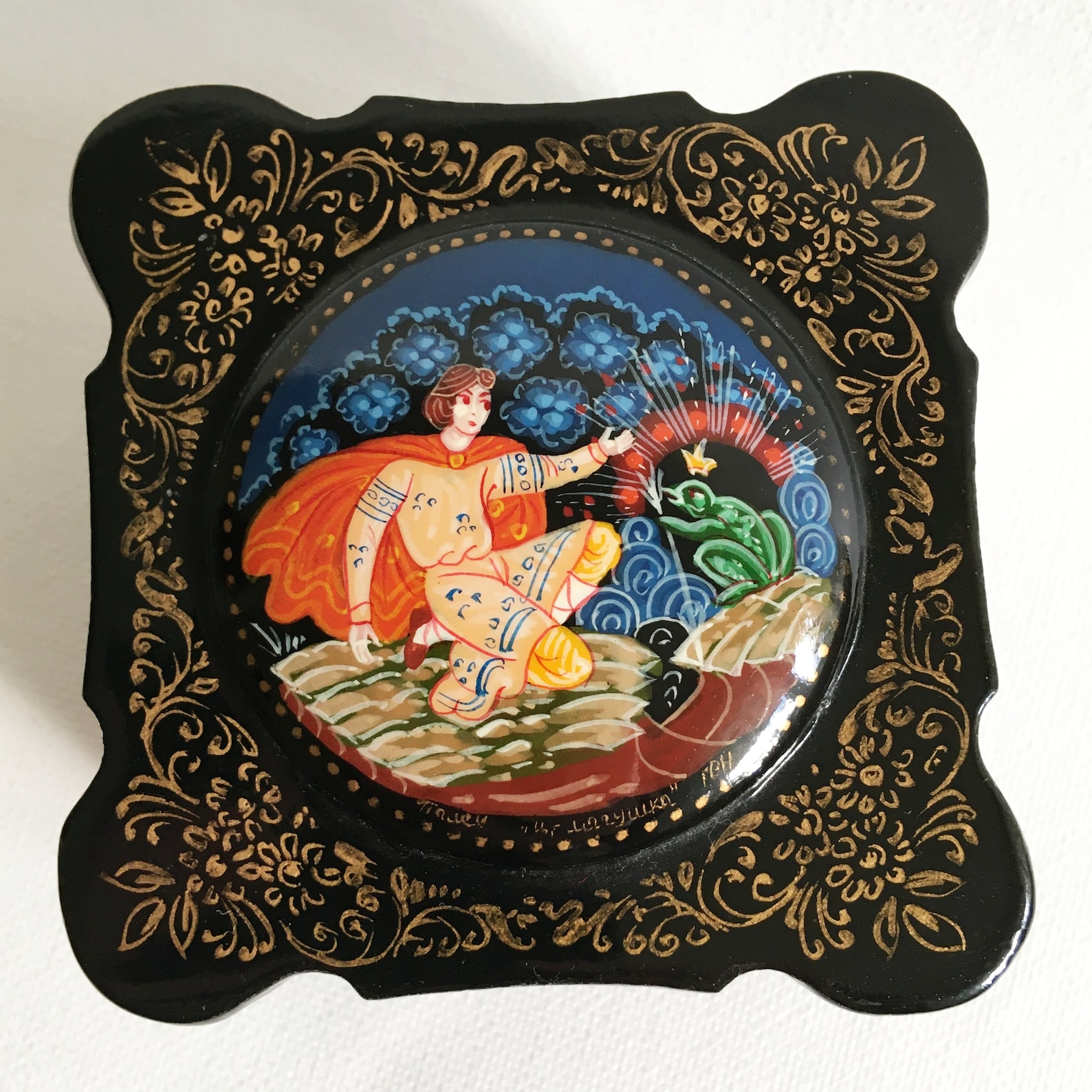 Palekh Lacquer Box Hand-painted With Tempera Miniature Painting Scene ...