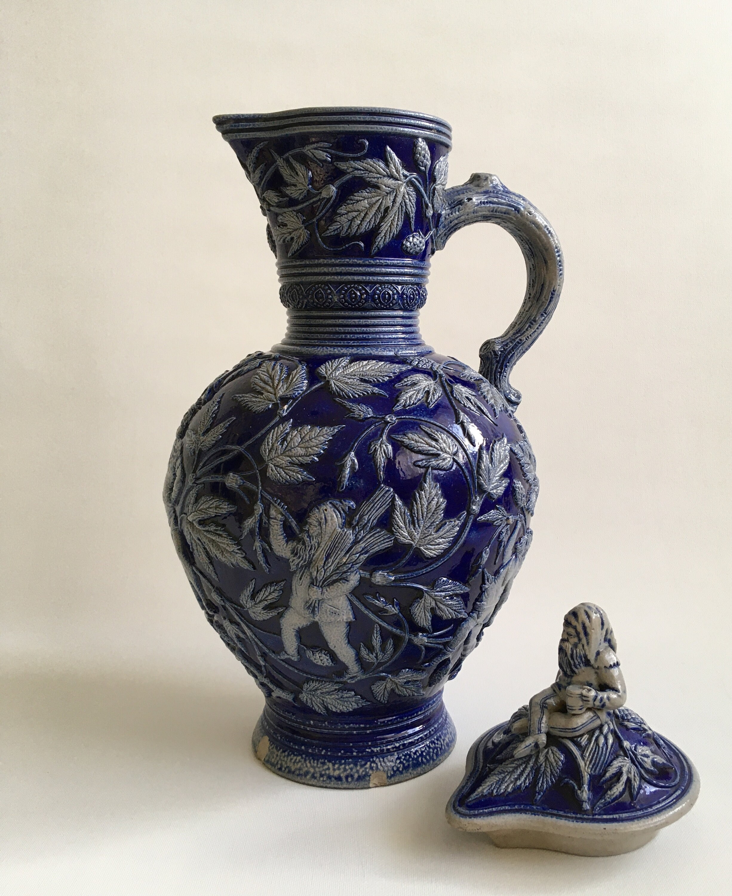 Merkelbach & Wick Stoneware Jug Salt Glazed Hand Moulded Cobalt Blue ...