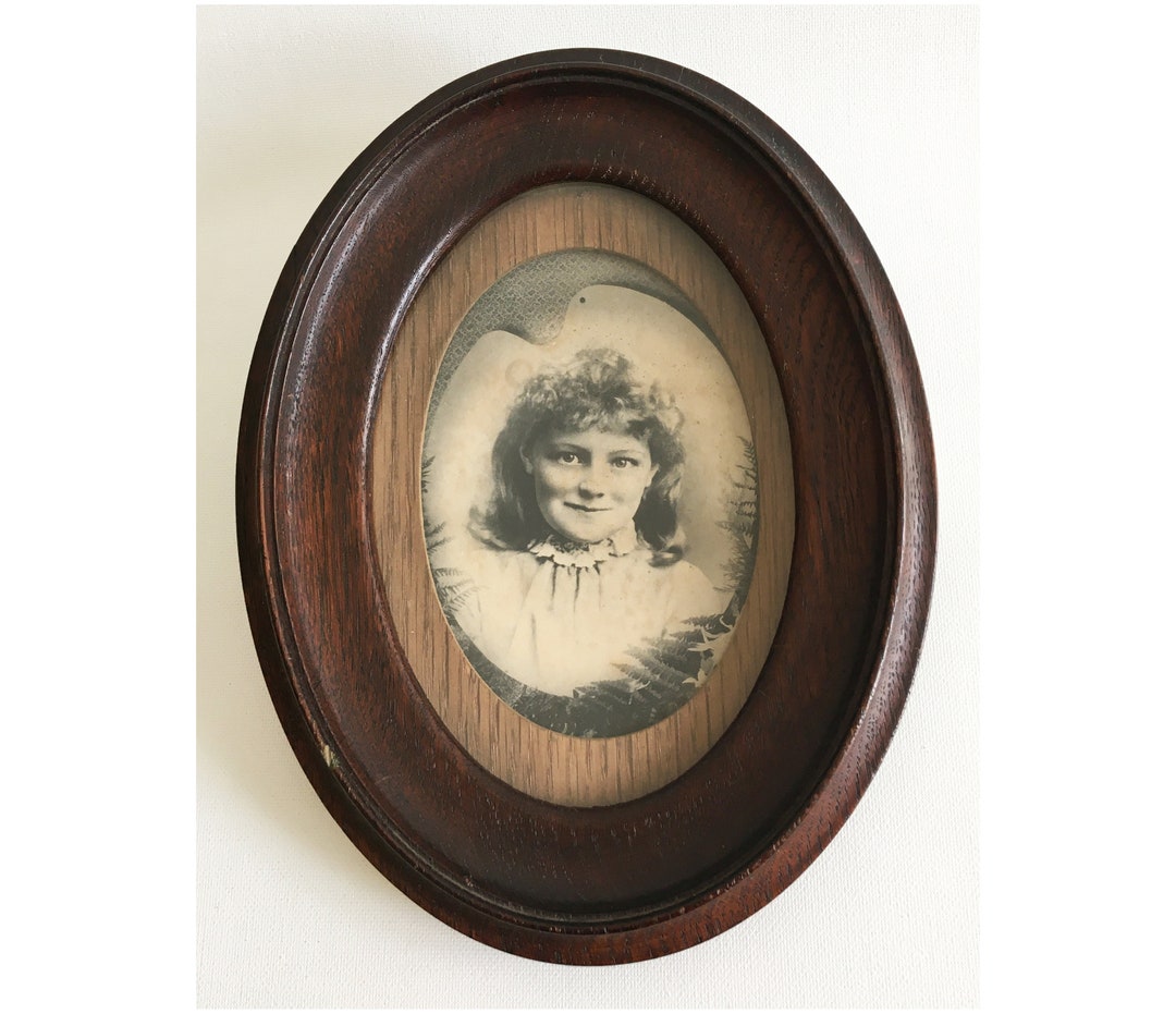 Victorian Oak Oval Picture Frame Photo Frame Solid Oak Concave Glass ...