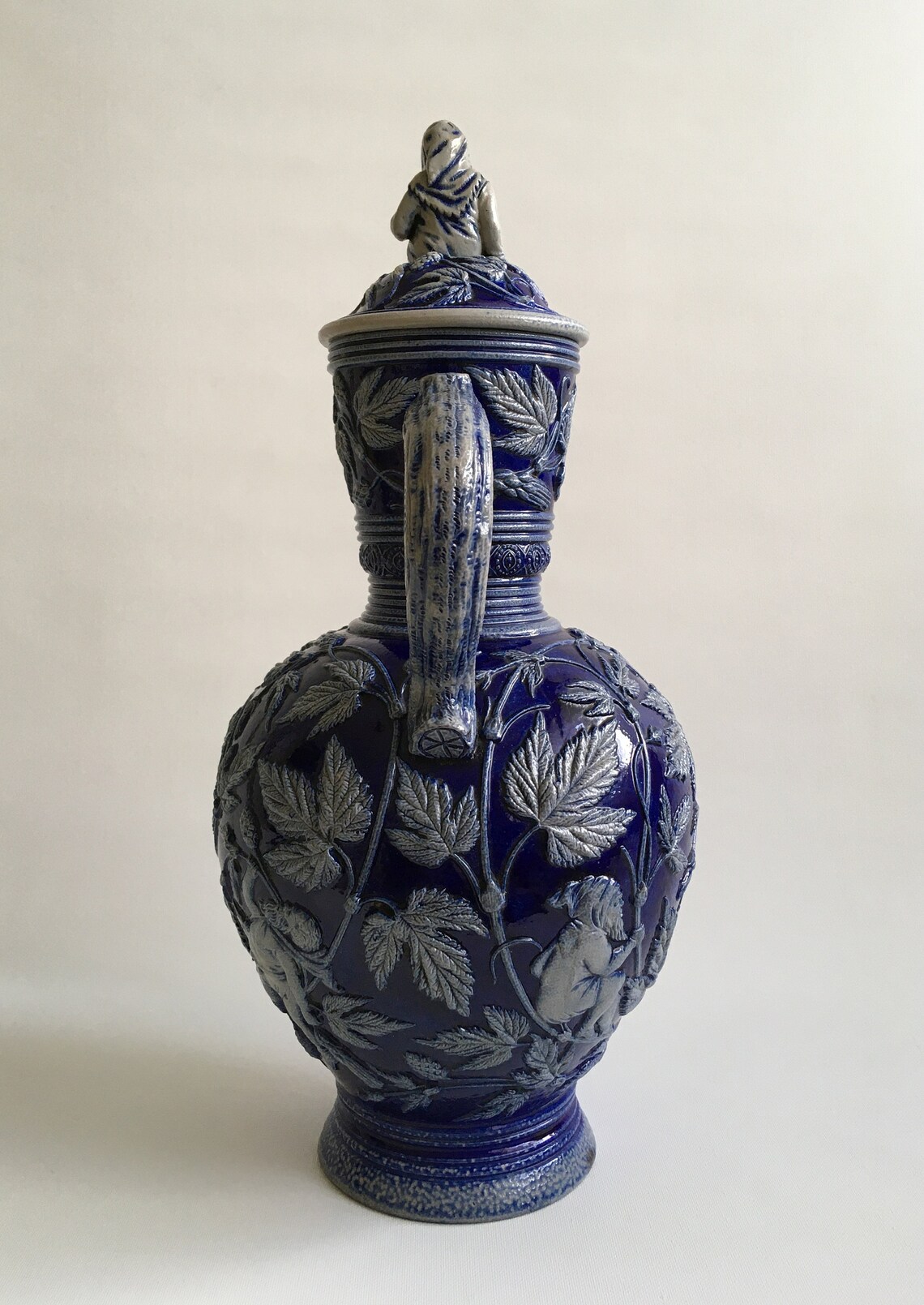 Merkelbach & Wick Stoneware Jug Salt Glazed Hand Moulded Cobalt Blue ...