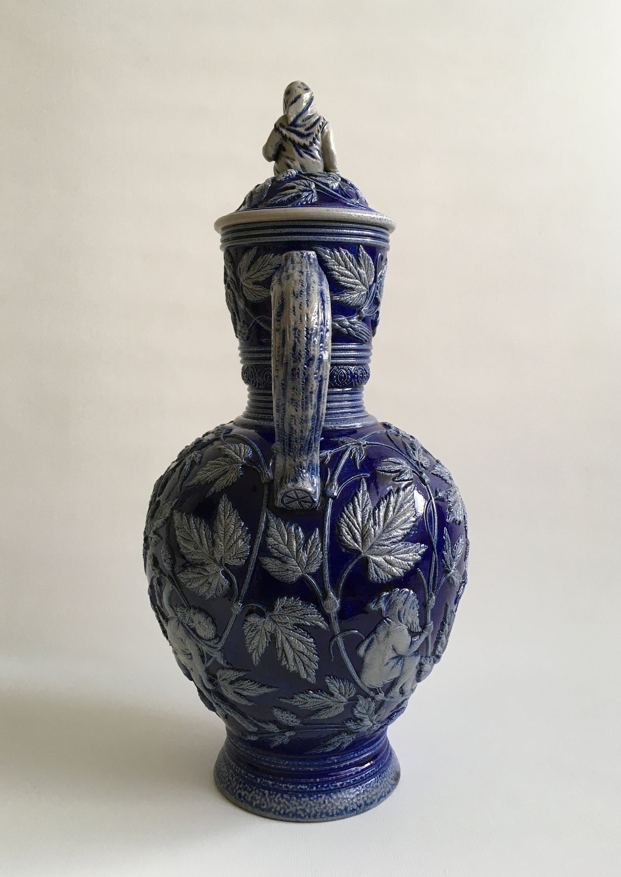 Merkelbach & Wick Stoneware Jug Salt Glazed Hand Moulded Cobalt Blue ...