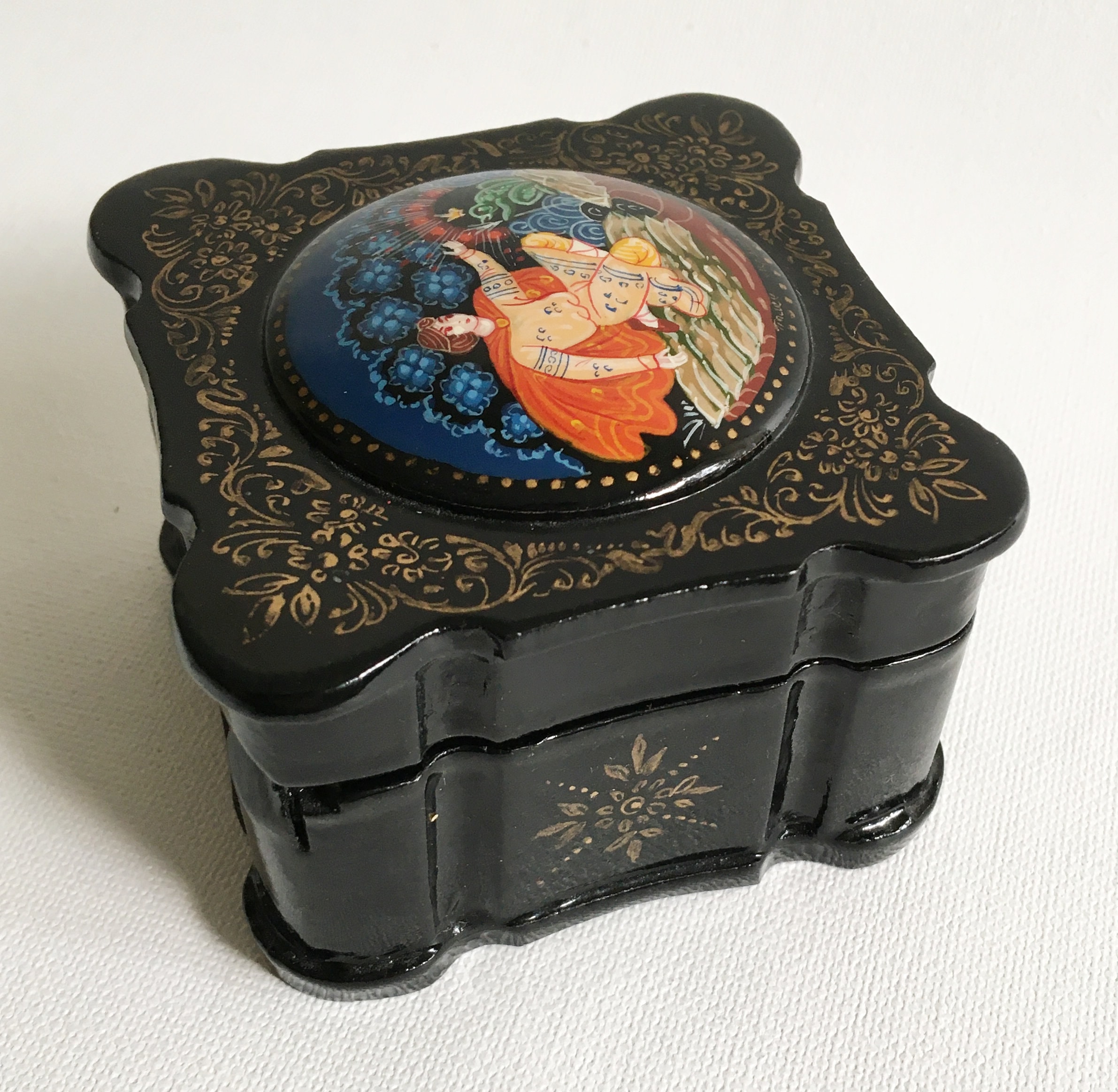 Palekh Lacquer Box Hand-painted With Tempera Miniature Painting Scene ...
