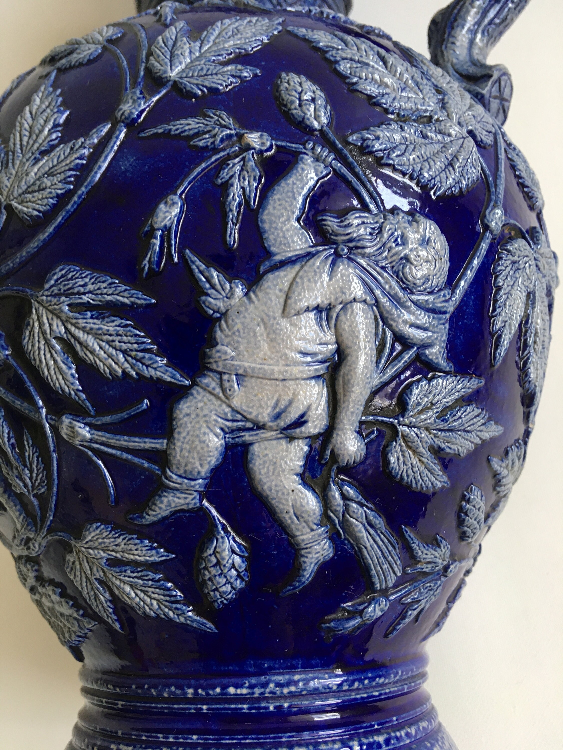 Merkelbach & Wick Stoneware Jug Salt Glazed Hand Moulded Cobalt Blue ...