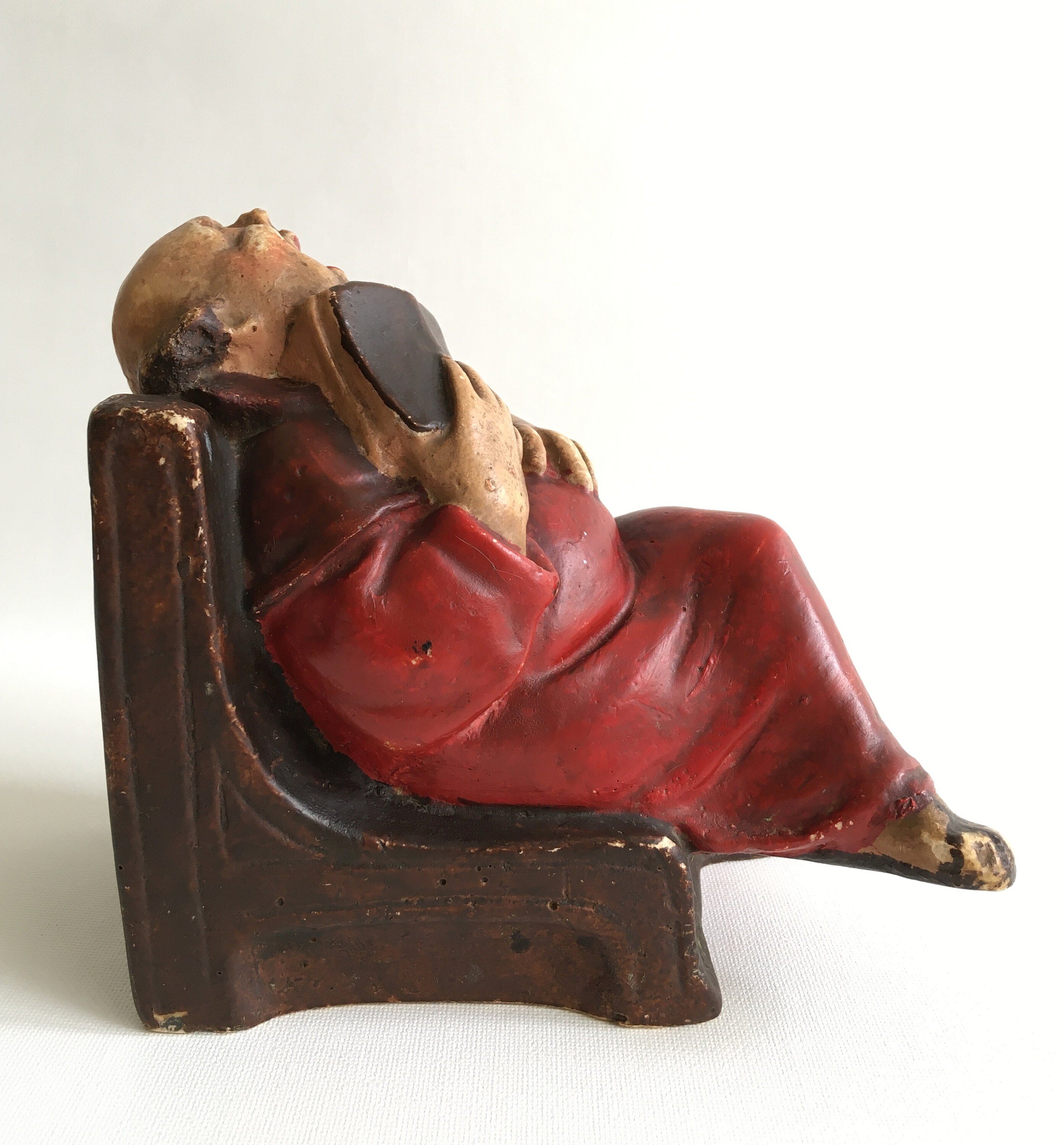 Antique Bookends Reading Monks Friars Figurines Plaster of Paris Hand ...