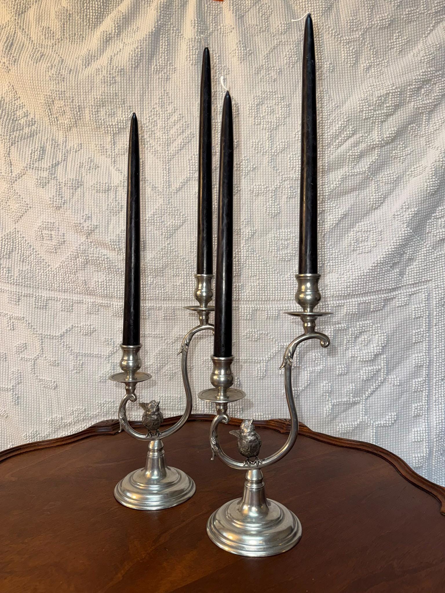 Two Taper Pewter Candelabra Song Bird - Etsy