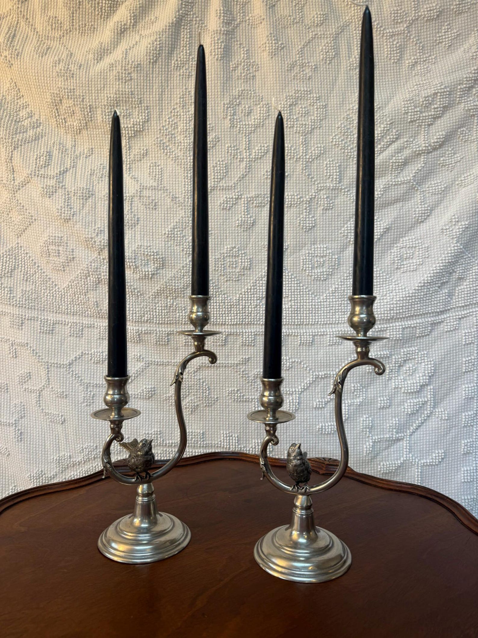 Two Taper Pewter Candelabra Song Bird - Etsy