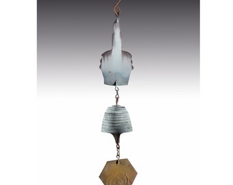 Cast Bronze Hawk & Snake Wind Bell / Vintage Bronze Wind Chime / Soleri ...