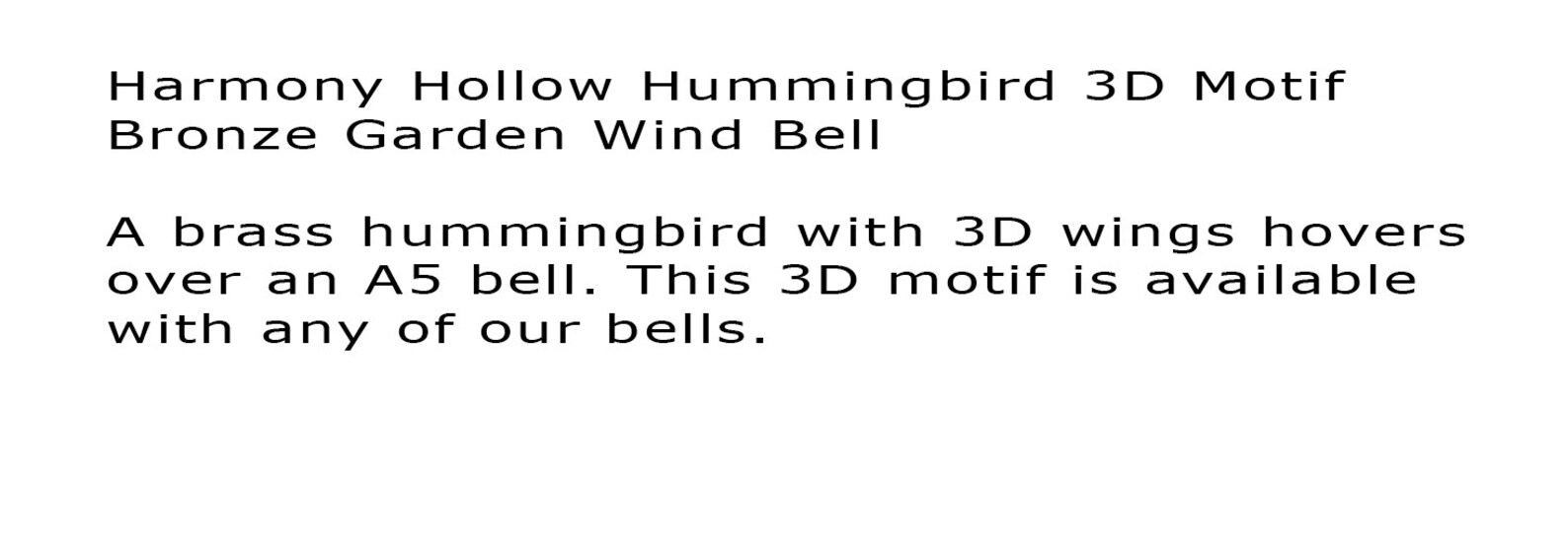 Harmony Hollow Hummingbird 3D Motif Bronze Wind Garden Bell | Etsy