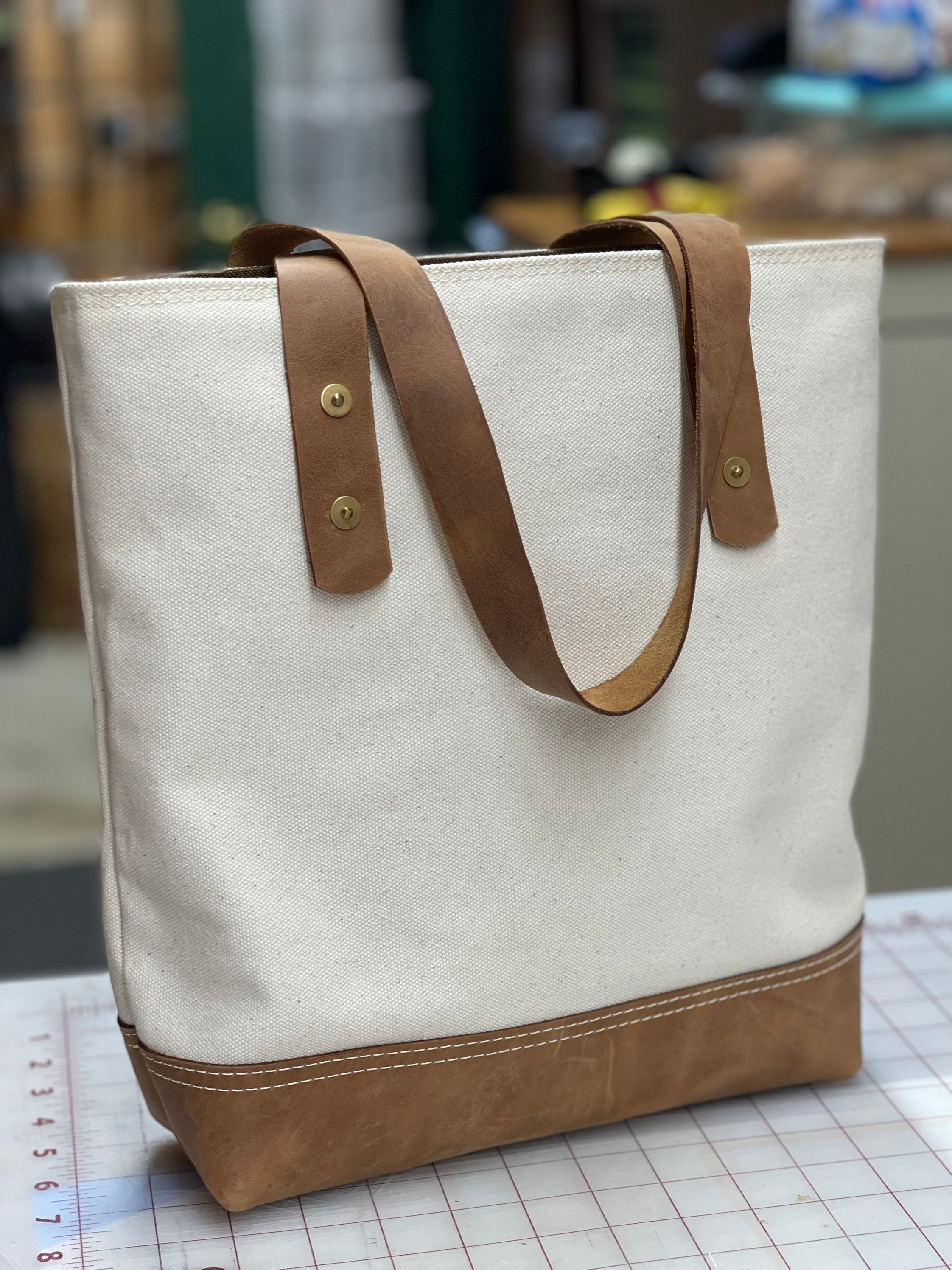 Tote Bag 27 Canvas and Leather Tote Bag Bag Gift for Her - Etsy