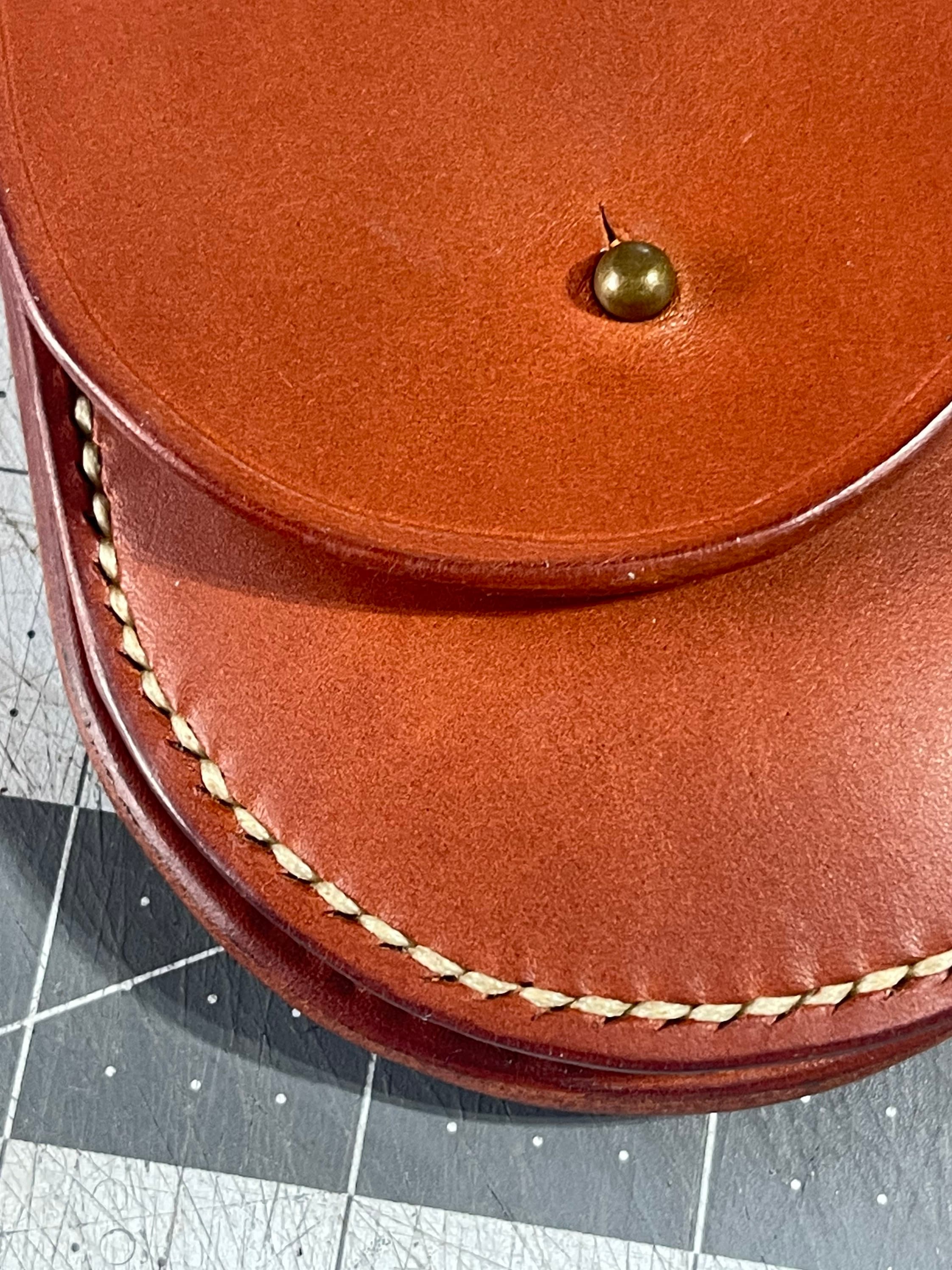 Round Leather Pouch, #48, Full Gusset Leather Pouch, Handmade Leather ...