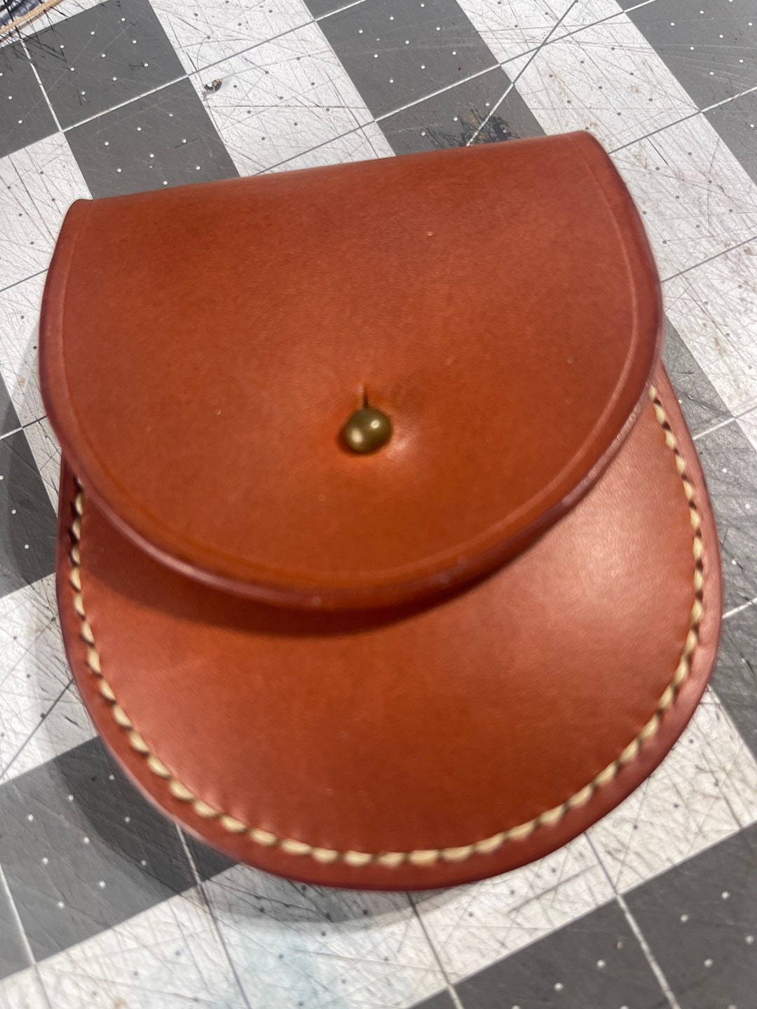 Round Leather Pouch, #48, Full Gusset Leather Pouch, Handmade Leather ...